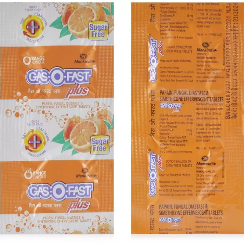 GAS -O-FAST Plus Effervescent Tablets /Benefits /use /Dose, 48% OFF